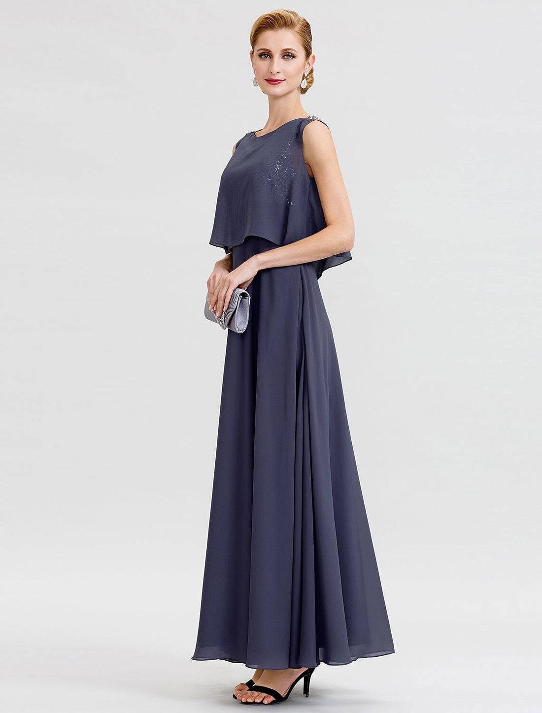 A-Line Mother of the Bride Dress Formal Open Back Two Piece Jewel Neck ...